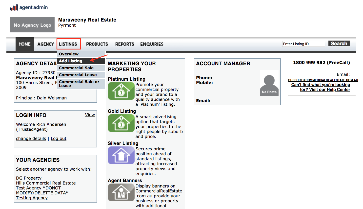 Create a commercial listing in Agent Admin – Commercial Real Estate