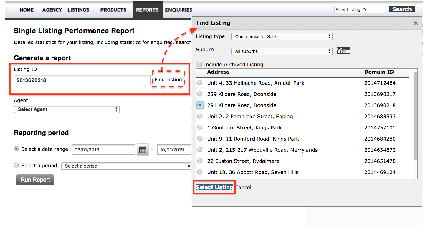 Run a single listing performance report – Commercial Real Estate